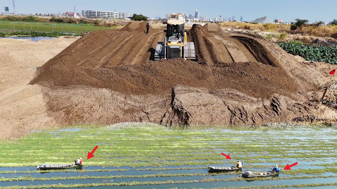 Very Impressive Operator Sand Filling Process Dozer Pushing Sand ...