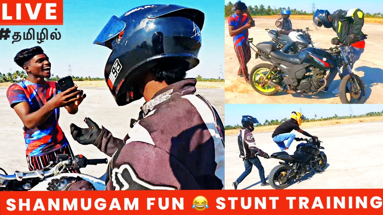 STUNT TRAINING IN TAMIL LIVE | SHANMUGAM FUN 😂😂 Handle bar cryst ...