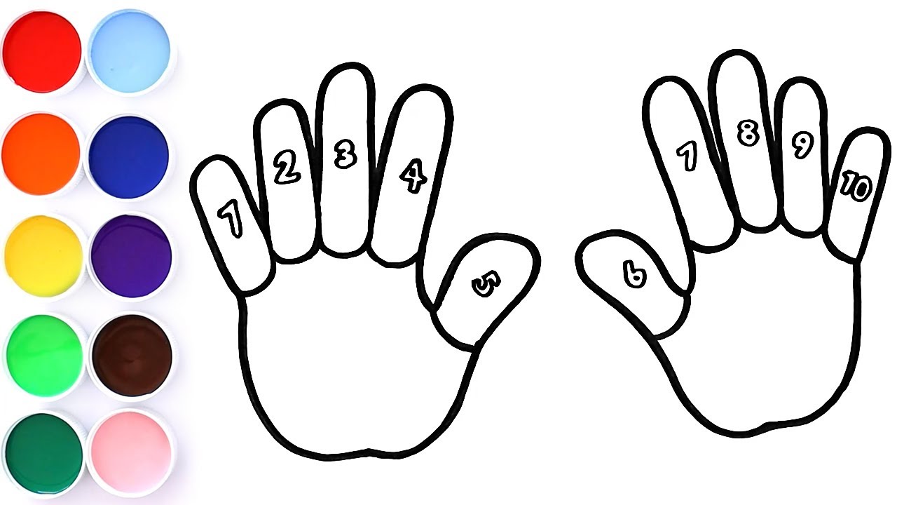 Dibuja y Colorea las Manos de Colores🤚🖐 🌈 Aprende Colores y Números en ...