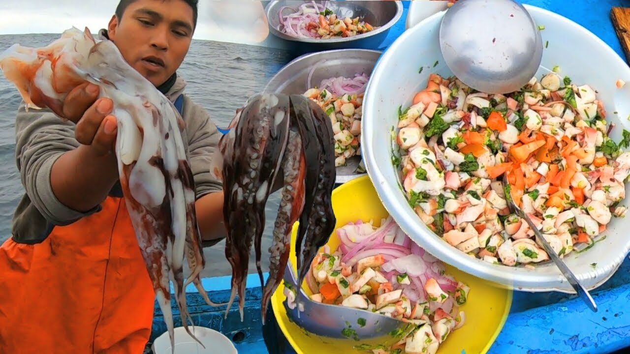 Hicimos CEVICHE DE CALAMAR - Cocina en Alta Mar - YouTube