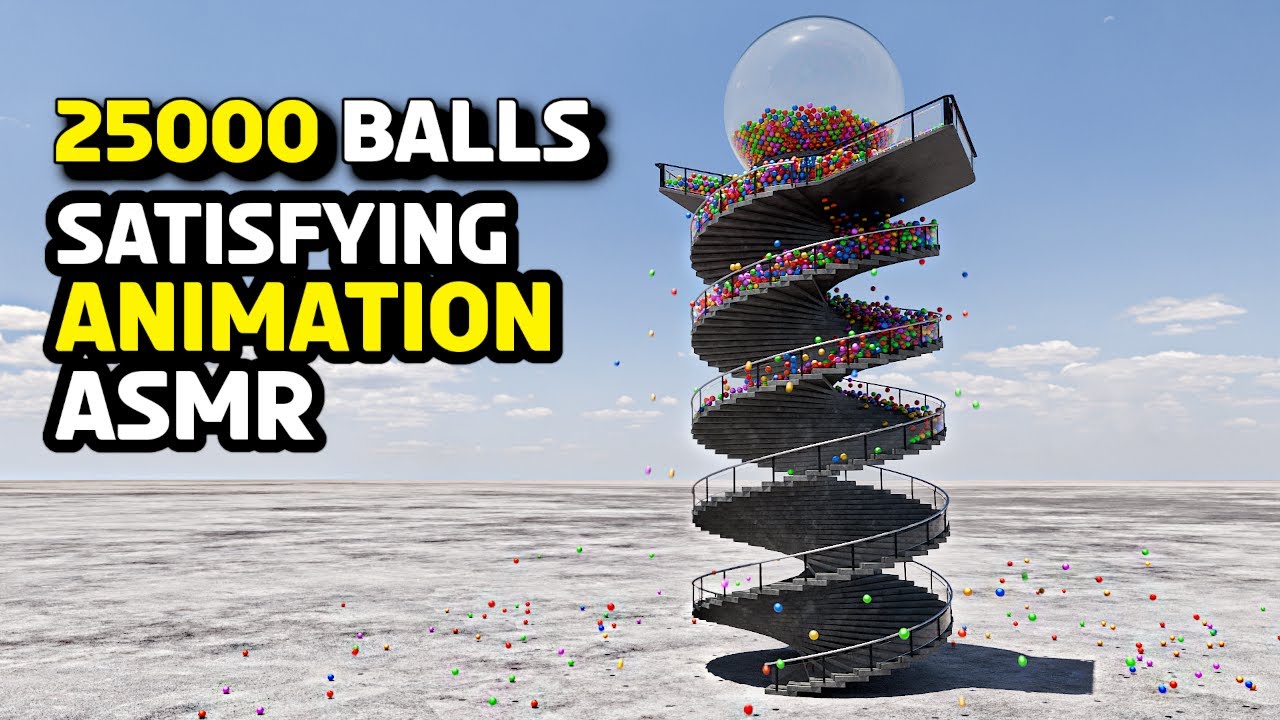 Satisfying Marble Color Ball Run on spiral Stairs - Rigid body ...