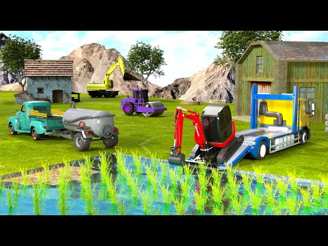 Mini Excavator Builds Giant Rice Field with Water Sprayer! 🌾🚜💧 | Construction Simulator
