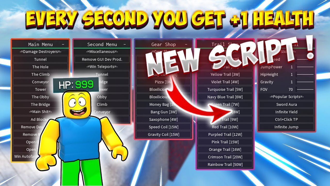 NEW GUI *Every Second You Get +1 Health* SCRIPT 2023 | AUTO FARM | AUTO ...