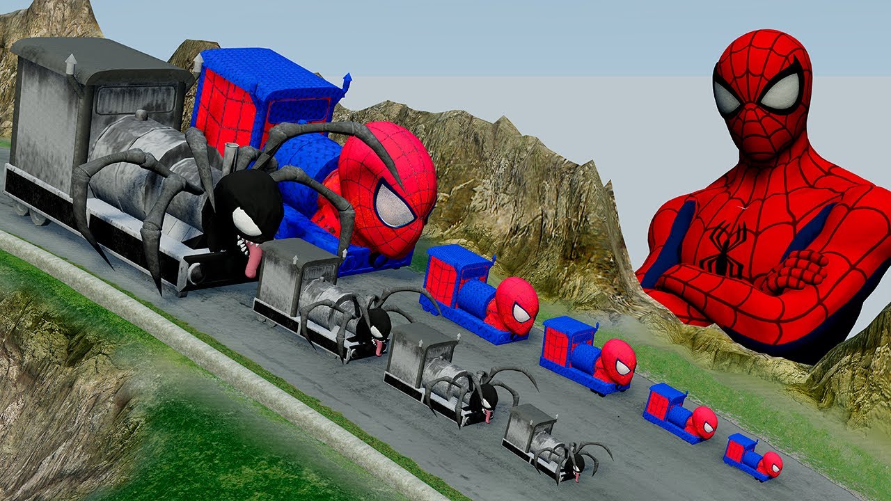 Big & Small Spider-Man the Tank Engine vs Choo-Choo Venom vs Giant ...