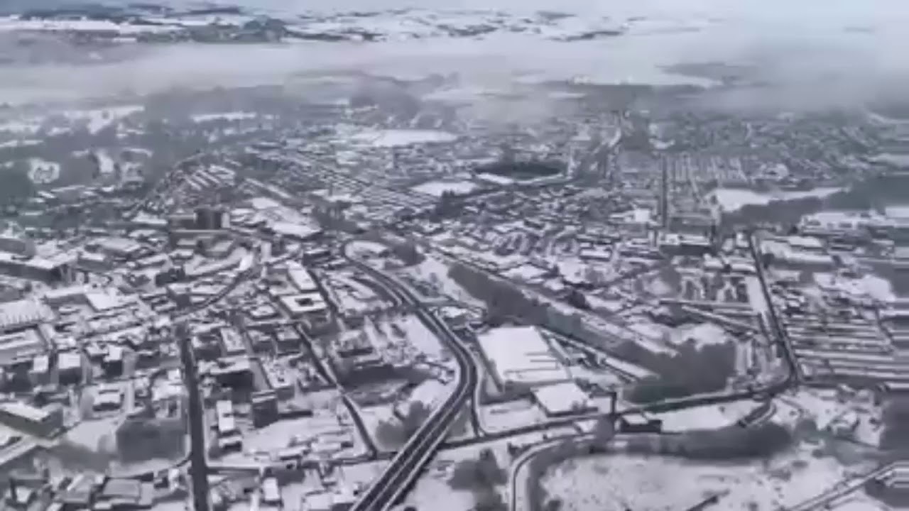 Burnley & Turf Moor Beautiful Aerial View after Snowfall - YouTube