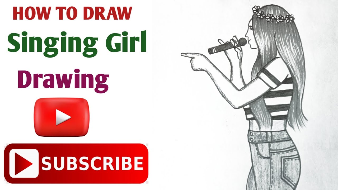How to draw a Singing Girl drawing || Pencil Drawing || Easy Drawing ...