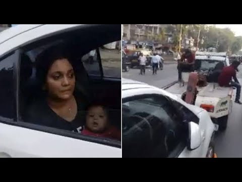 A car with woman Breastfeeding a baby inside towed away goes Viral on Social Media