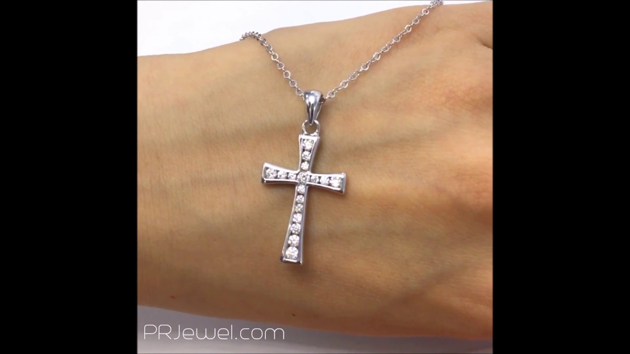 Prjewel Real Sterling Silver Elegant Cross Pendant Necklace - YouTube