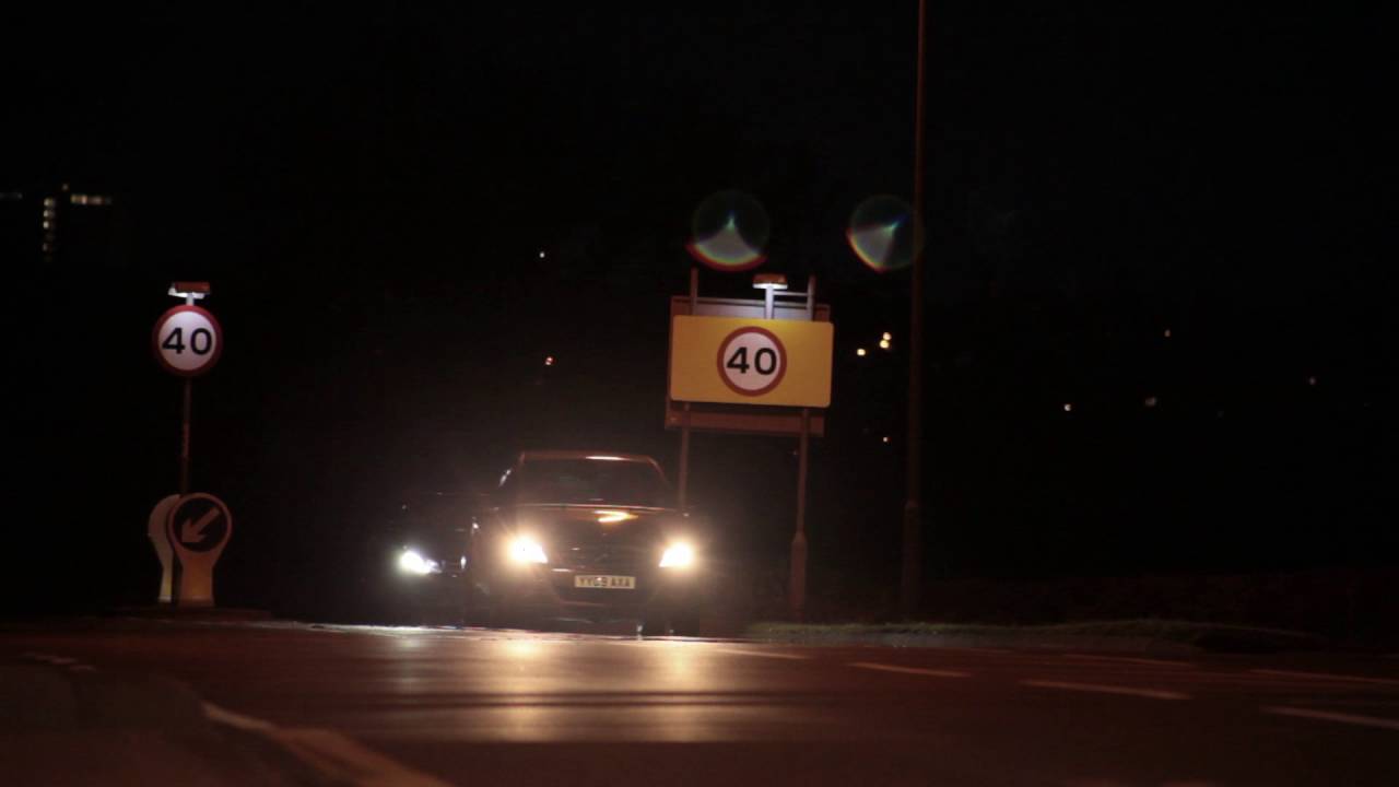 ROYALTY FREE VIDEO FOOTAGE : 40 MPH Zone late at night with cars and ...