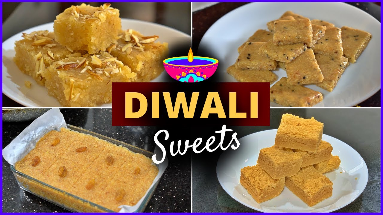4 Diwali Burfi Recipes | Rice Burfi , Bread Burfi , Peanut Katli, Besan ...