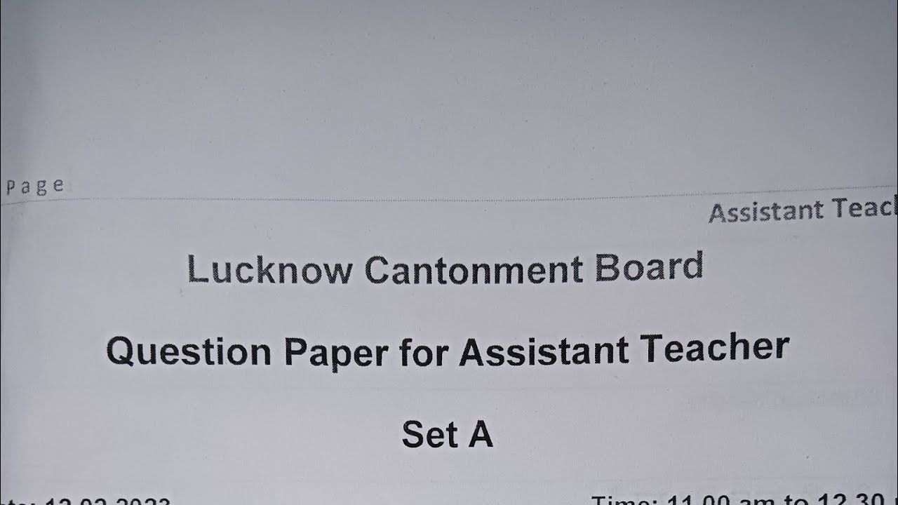 LUCKNOW CANTONMENT BOARD solved paper 2023 || all cantonment board ...