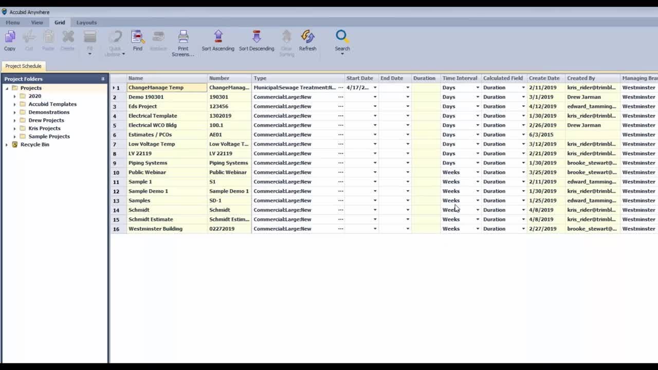 Accubid Anywhere - Project Schedule Screen Layout - YouTube