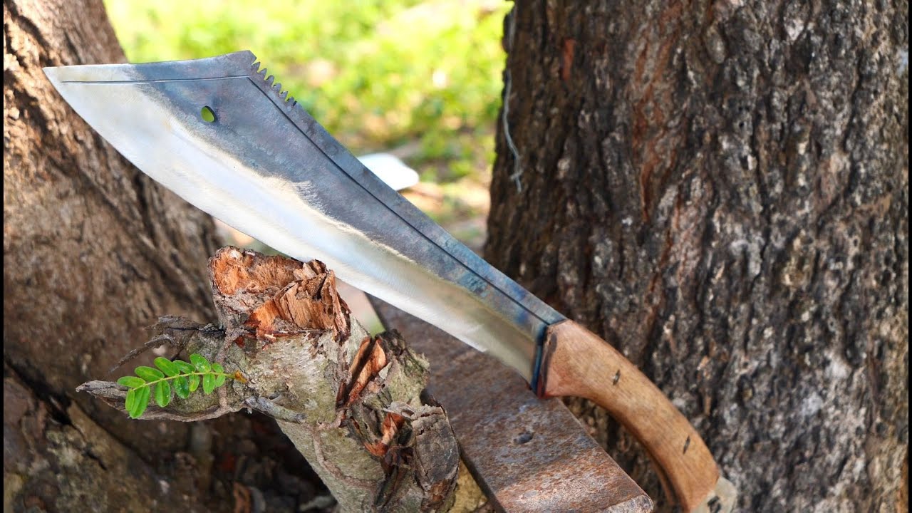 Knife Making Machete - Forging a Machete Blade From A Piece of Leaf ...
