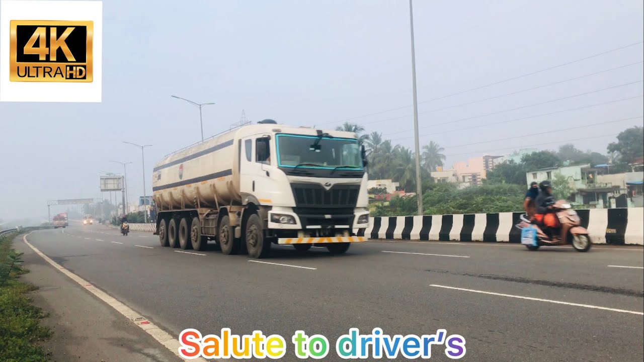 4K | foggy highway | lorry’s | truck | driver | Bharat bens | Ashok ...