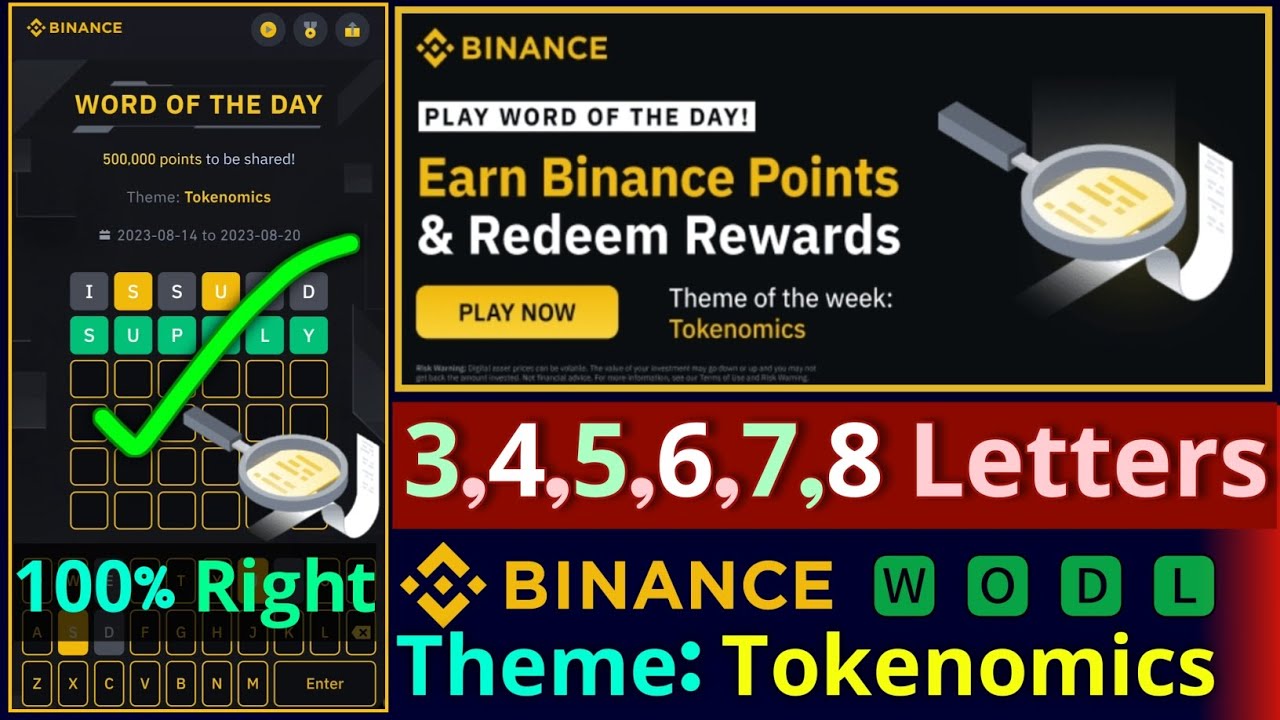 Binance Crypto WODL Answers Today | All Letters WOTD | Word of the day | Tokenomics Theme - YouTube