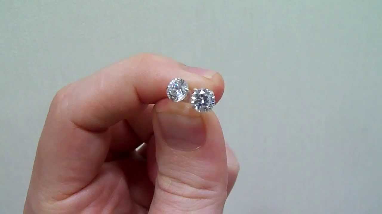 6mm 925 Silver Stud Round CZ Earrings 100129 YouTube