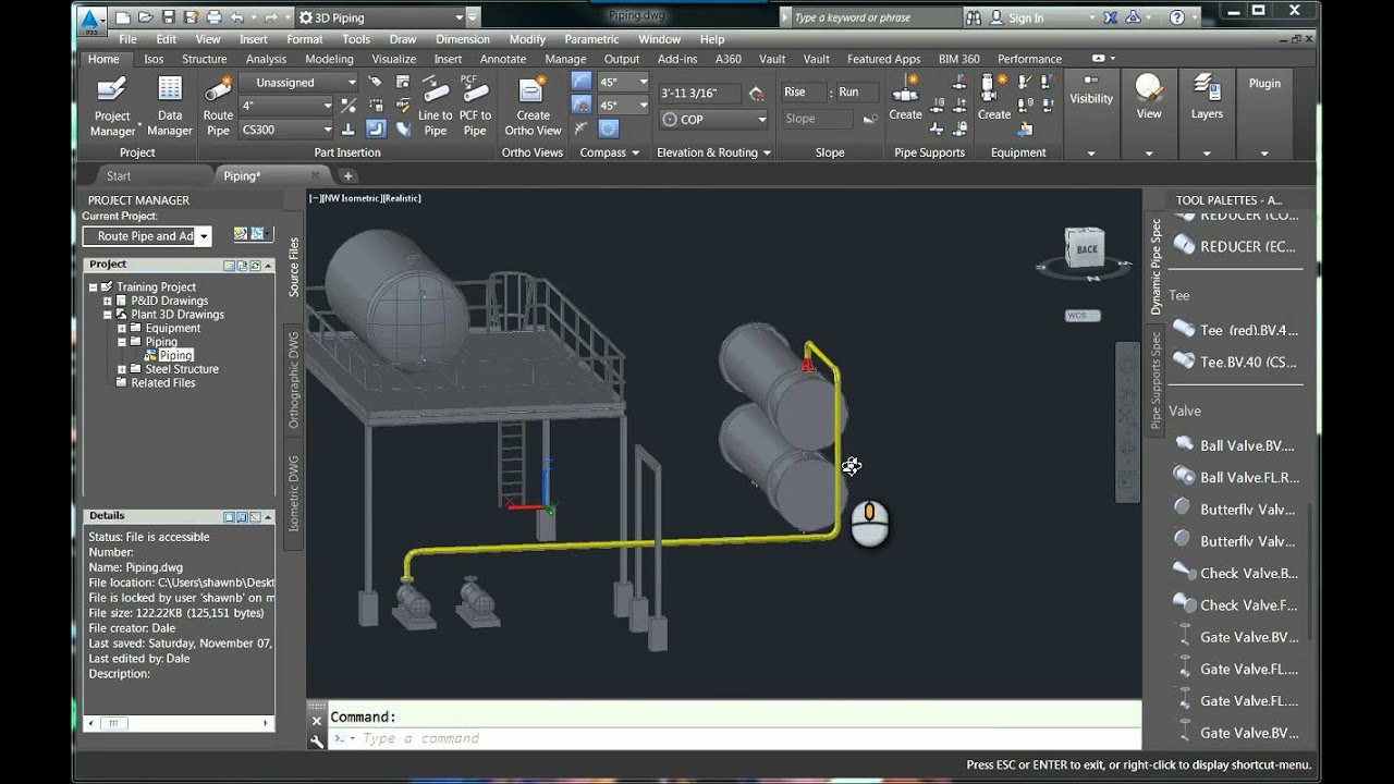 Plant 3D Routing Pipe Auto Route - YouTube