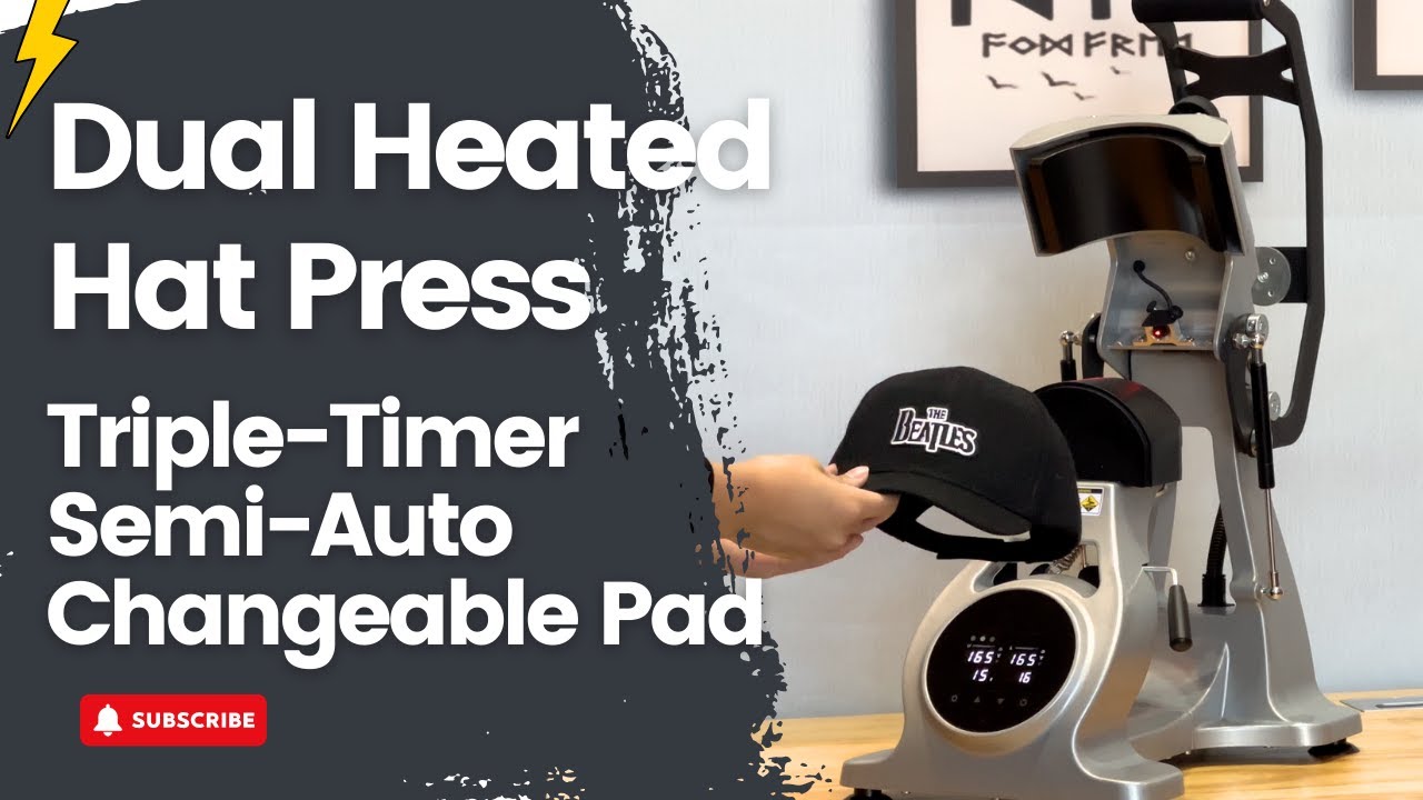Semi-auto Dual Heat Hat Press for Richardson, Yupoong, Inivi and More ...