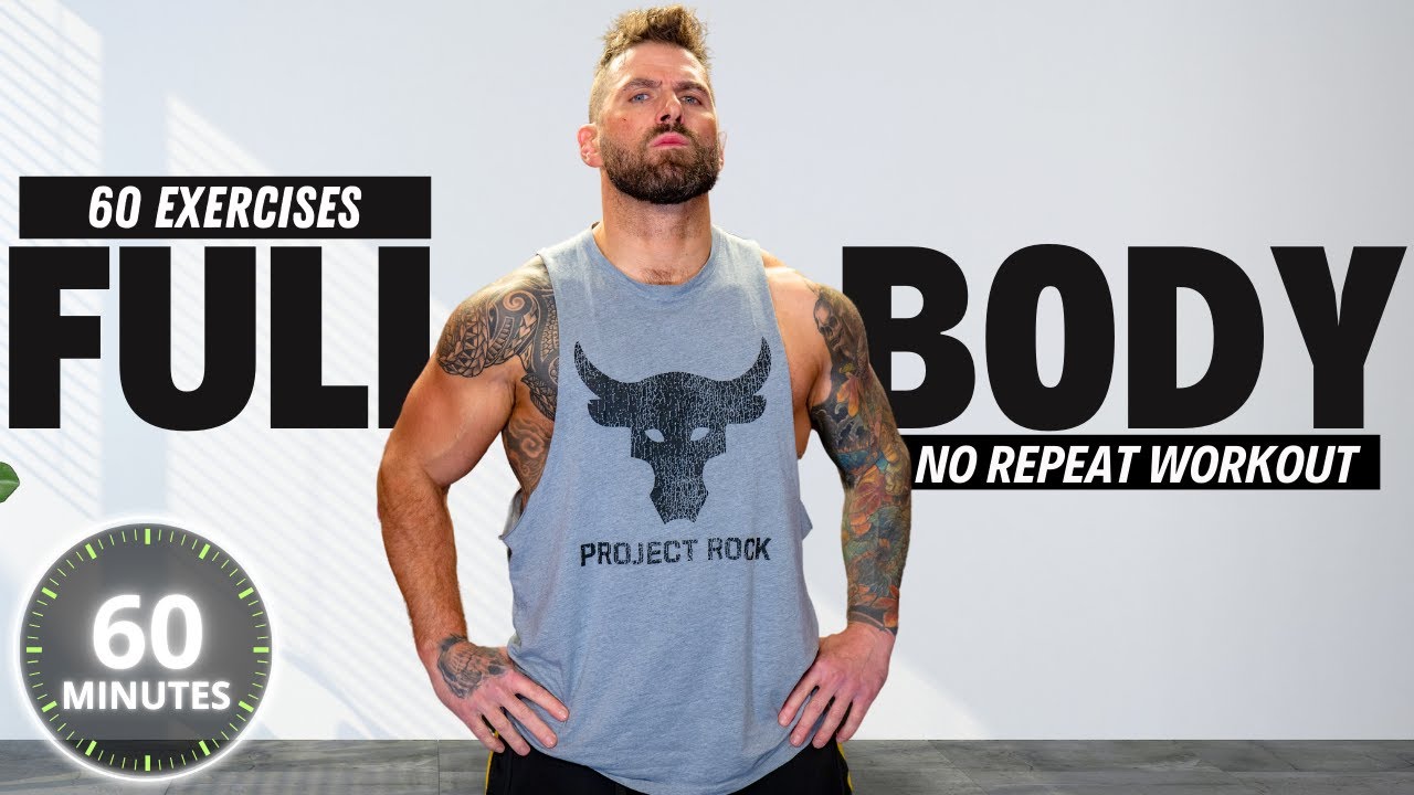 NO REPEAT | 1 Hour Dumbbell Full Body Workout At Home challenge (60 ...