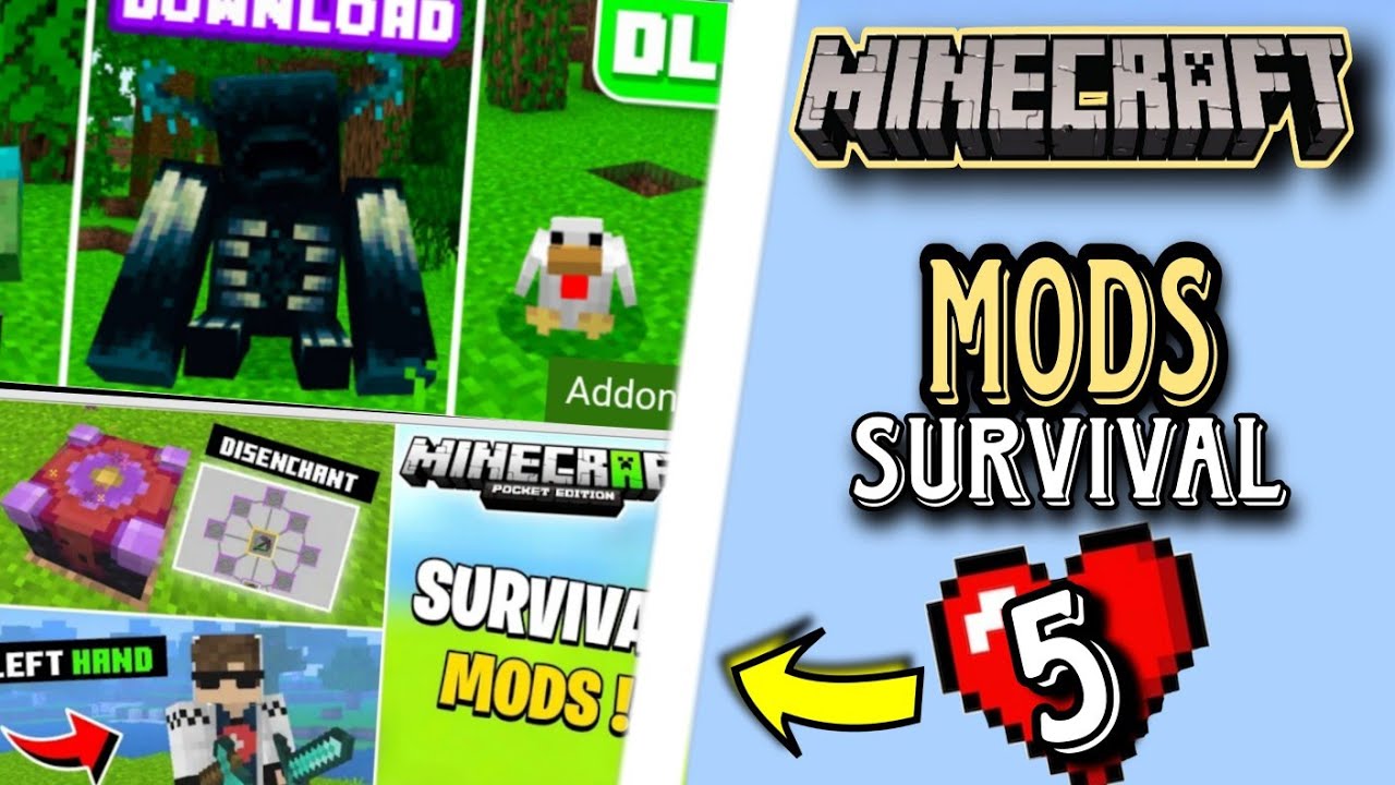 Top 5 Best Mods For Minecraft Survival PE || Modulator gamer|| - YouTube