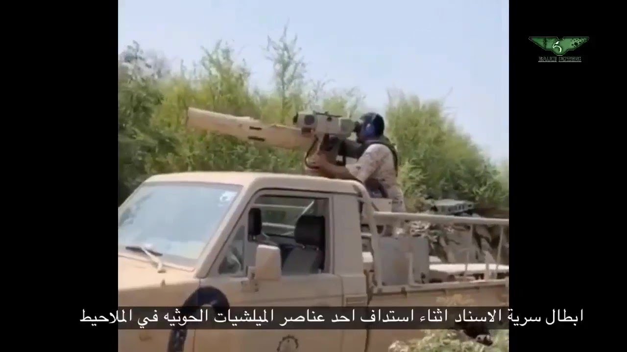 Saudi soldier uses a TOW to target a Houthi sniper position in Yemen ...