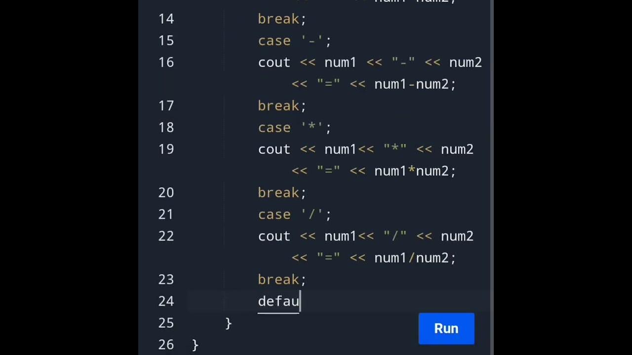 C++ Program to Make a Simple Calculator to Add, Subtract, Multiply and divide ⚡ #education # ...