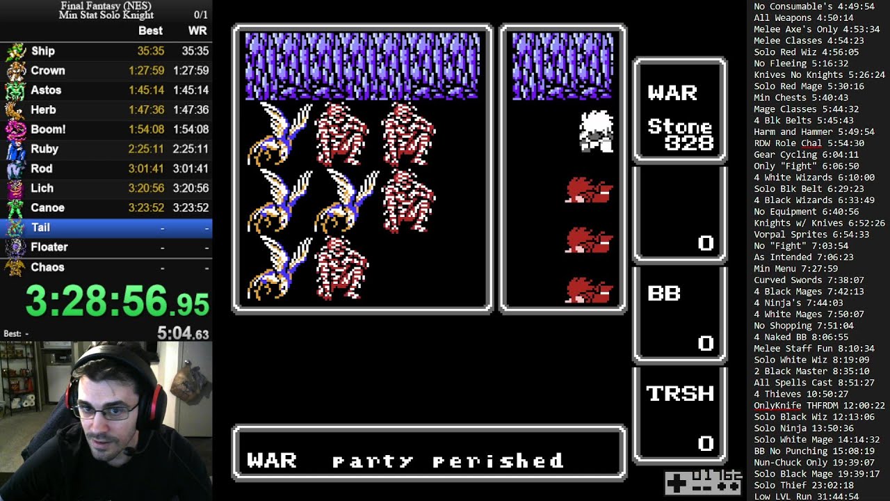 FF1 NES Min Stat Knight LVL 24 vs Chaos - YouTube
