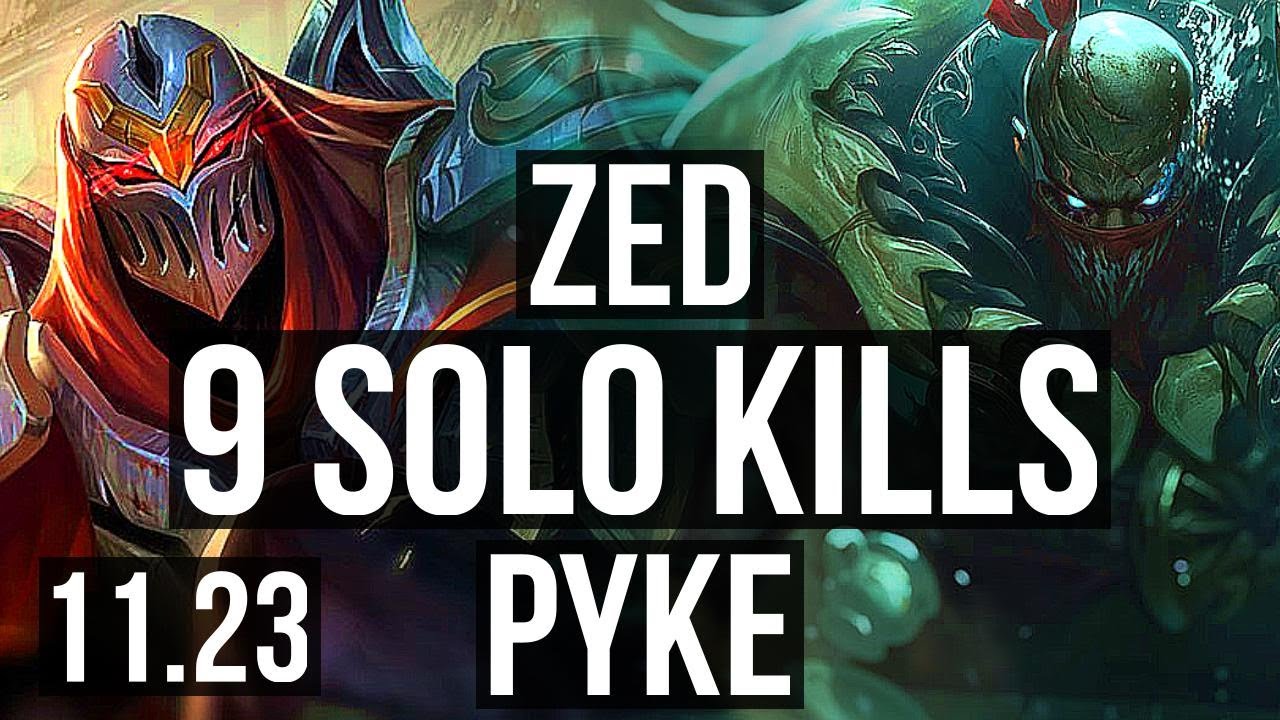 ZED vs PYKE (MID) | 9 solo kills, 1.6M mastery, Dominating | EUW Master ...