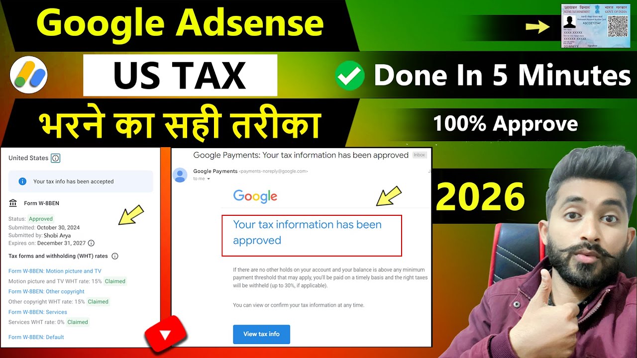 How to fill us tax information form 2026 | US Tax info google adsense ...