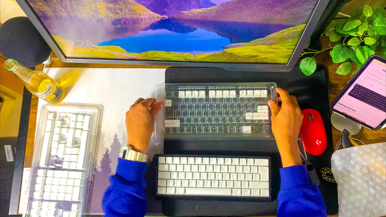 Wooting 60he Double shot white PBT keycaps unboxing and sound Test ...