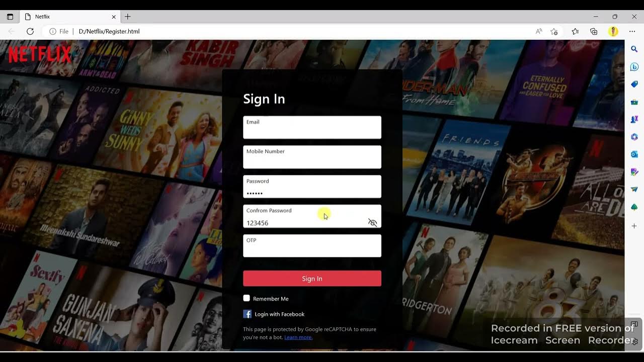Simple Register Page || Netflix Login Page || Help Of Css, Bootstrap ...