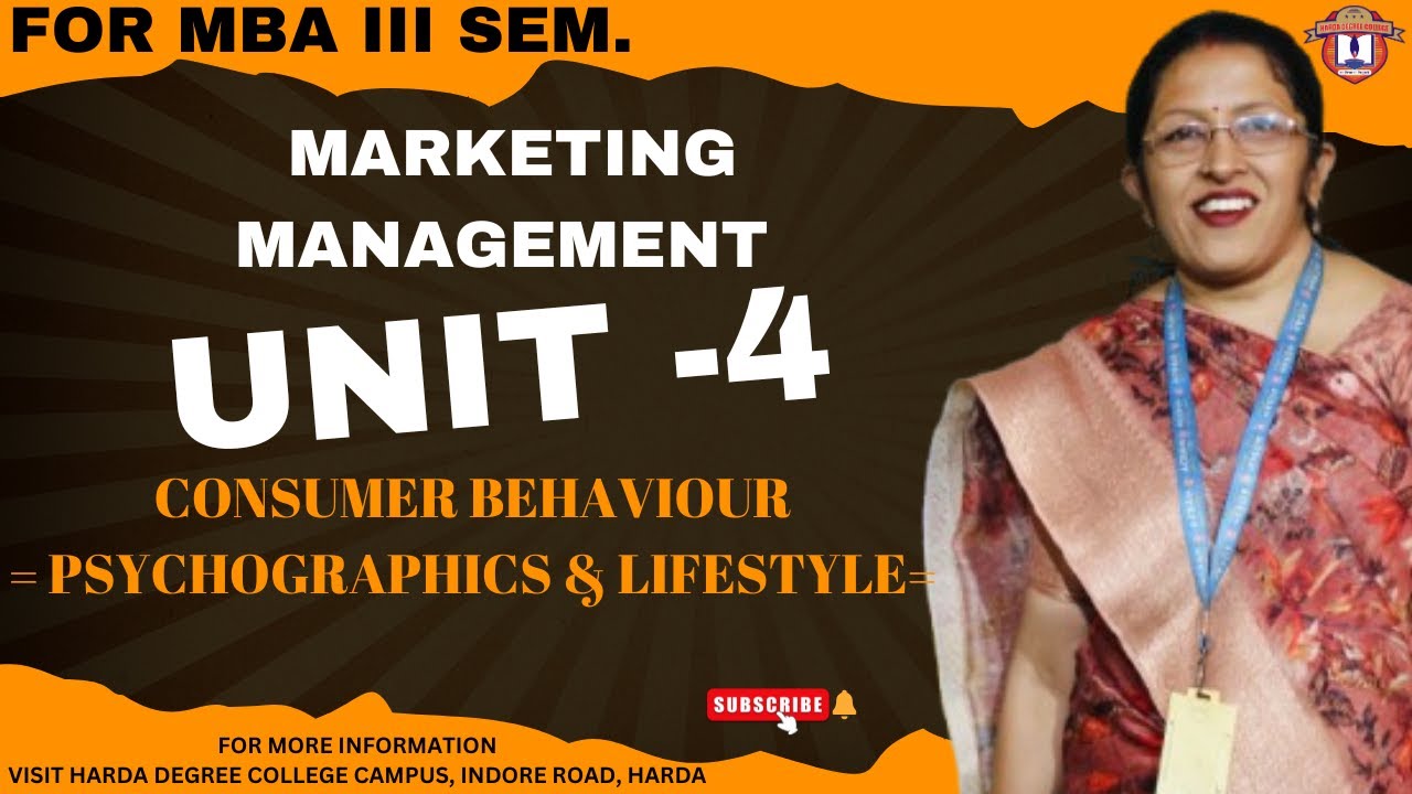 Psychographics & Lifestyle || UNIT- 4 || Consumer Behaviour || MBA ...