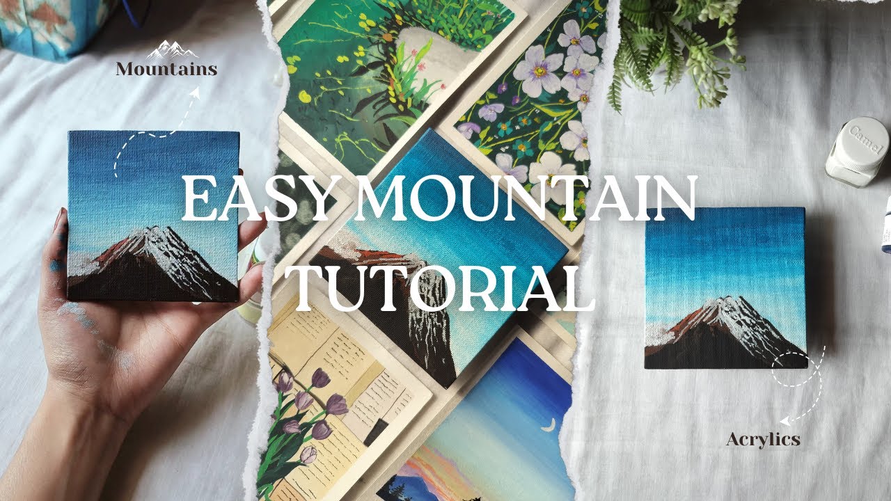 Easy Mountain Painting Tutorial | Using Acrylic Paints - YouTube