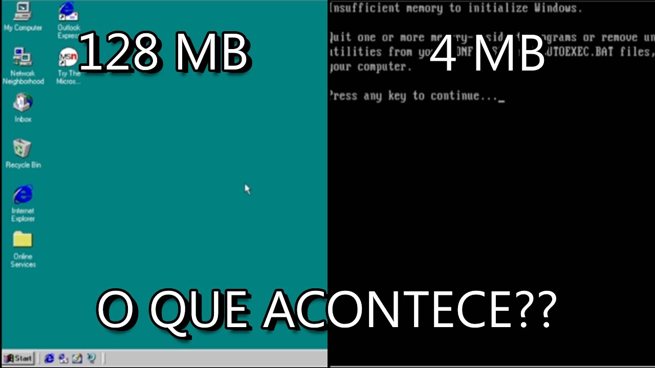 O que acontece se o RAM fica diminuindo no Windows 95 - YouTube