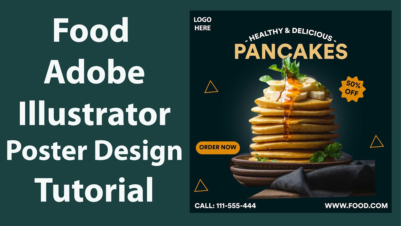 Food Adobe Illustrator Poster Design Tutorial | Food Social Media ...