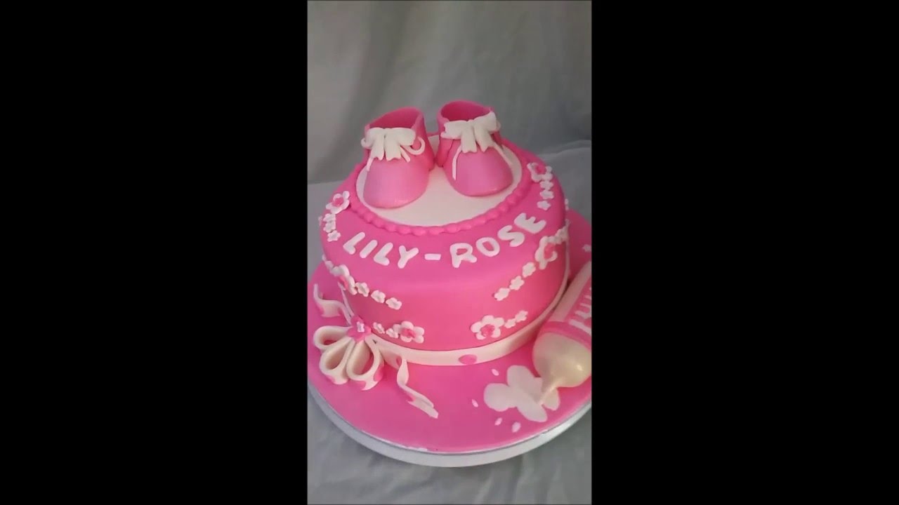 gateau bapteme bébé shower fille - YouTube