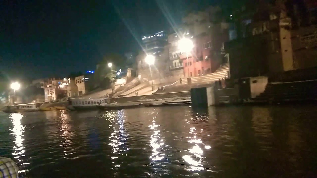Banaras ganga ghats full view in night - YouTube
