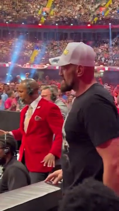 TYSON FURY KNOCKS OUT AUSTIN THEORY WWE CARDIFF - YouTube