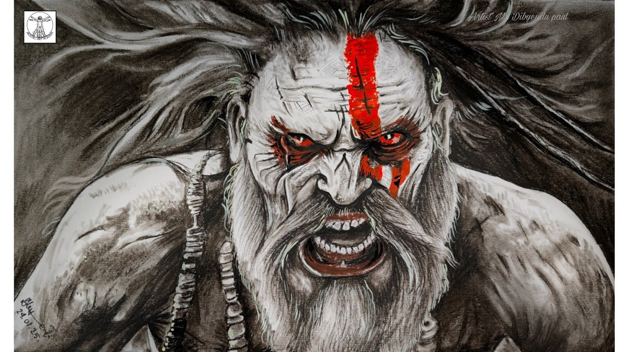 Mahakumbh Powerful Naga Sadhu Realistic Drawing/ Mahakumbh Prayagraj ...