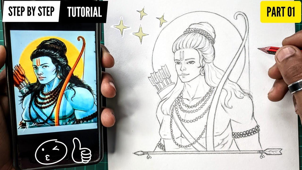 How To Draw Shree Ram Full Detailed Step By Step Tutorial @AjArts03 ...