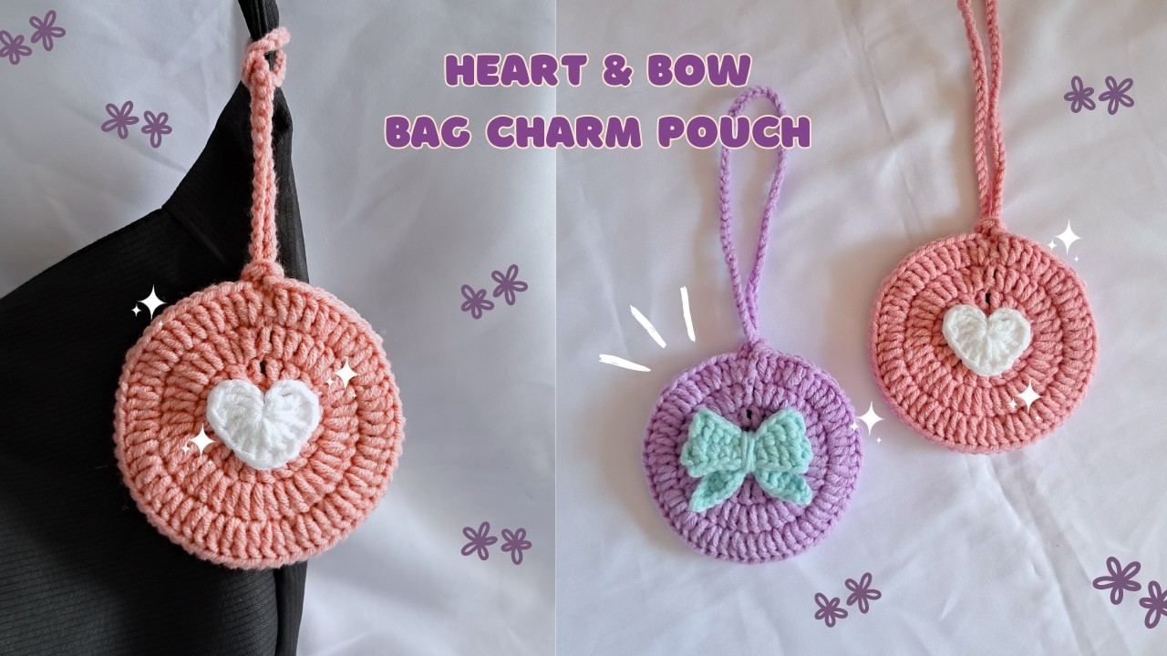 Heart & Bow Pouch Crochet Tutorial | Easy and Simple Crochet Bag Charm ...