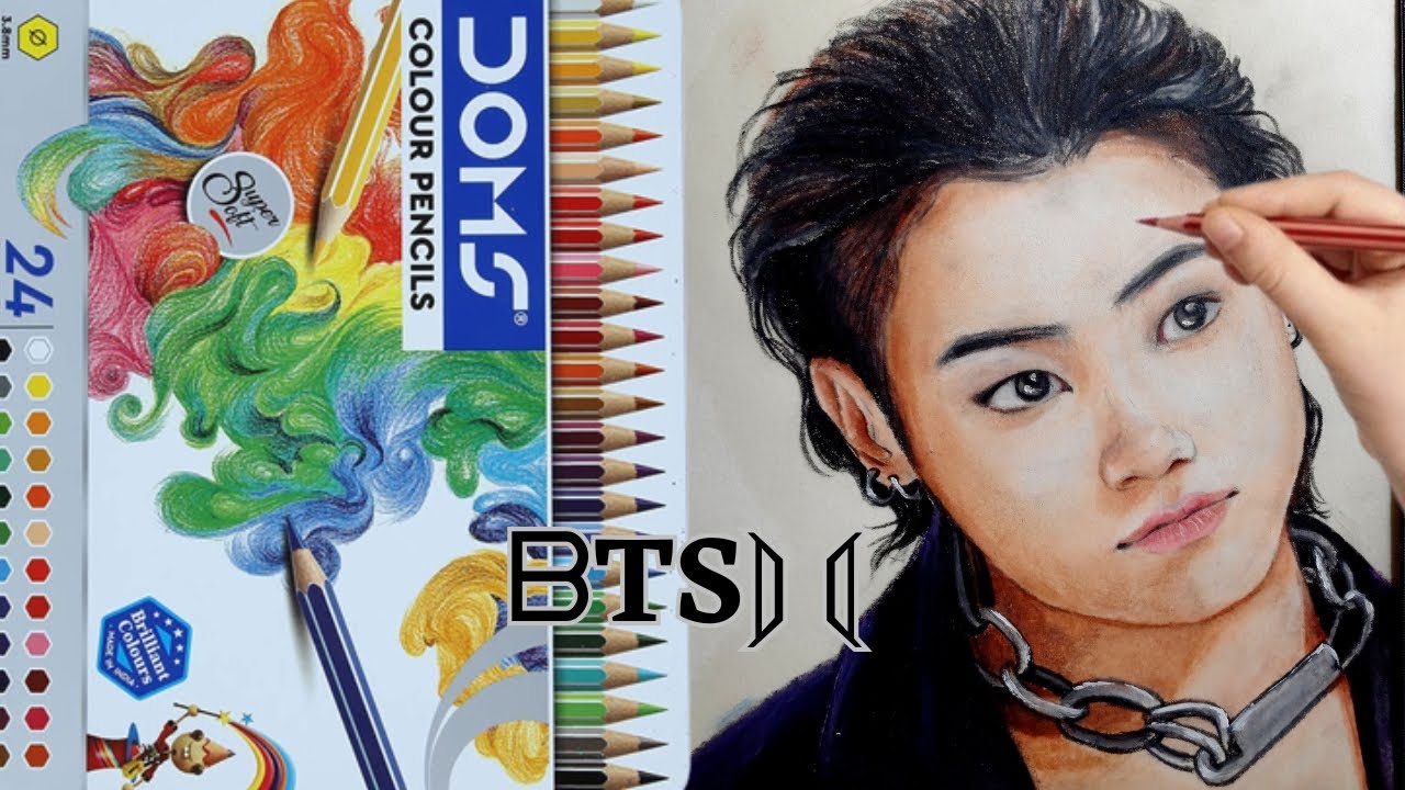 How To Drawing BTS JUNGKOOK With DOMS PENCIL COLOUR ||JUNGKOOK DRAWING ...
