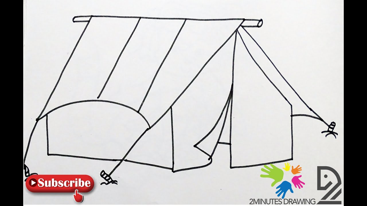 How to draw a Tent House in easy way || 2Minutes Drawing for Kids ...