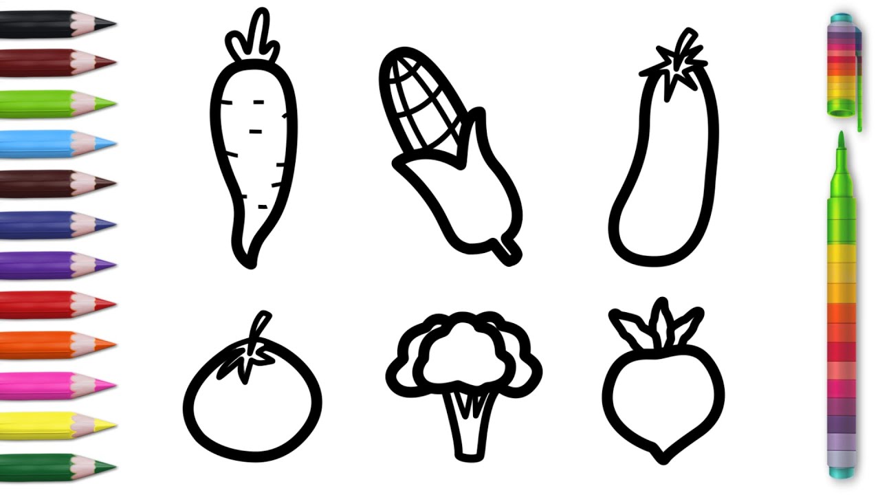 Drawing, Painting And Coloring Vegetables For Kids & Toddler | Learn ...