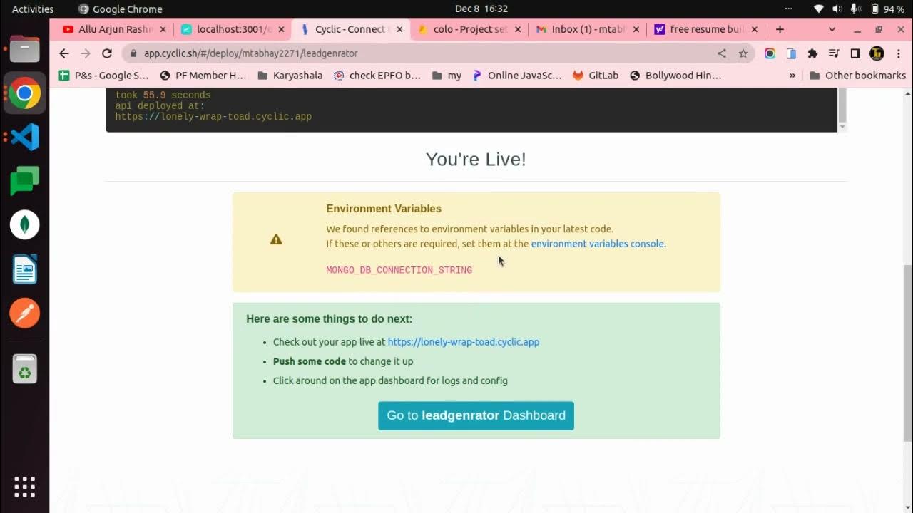 How to Deploy node project on cyclic. - YouTube