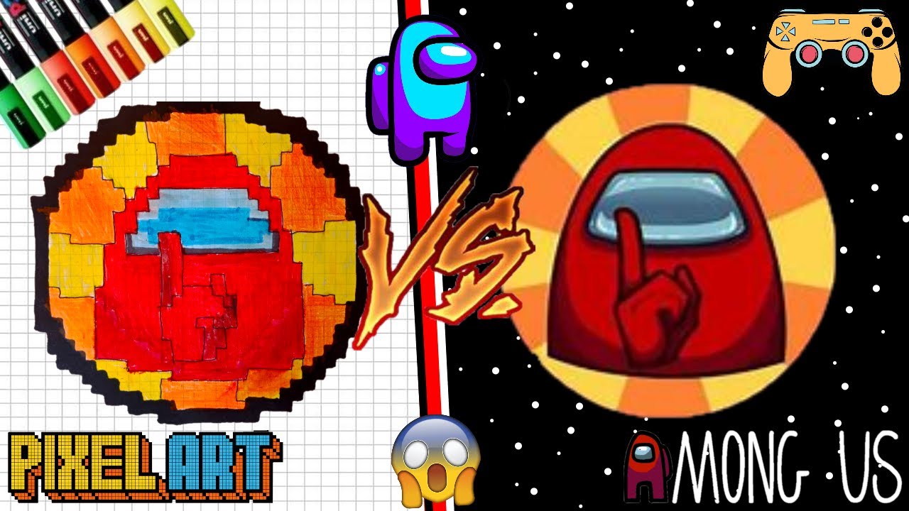 PIXEL ART AMONG US LOGO / How to draw AMONG US LOGO PIXEL ART \ easy ...