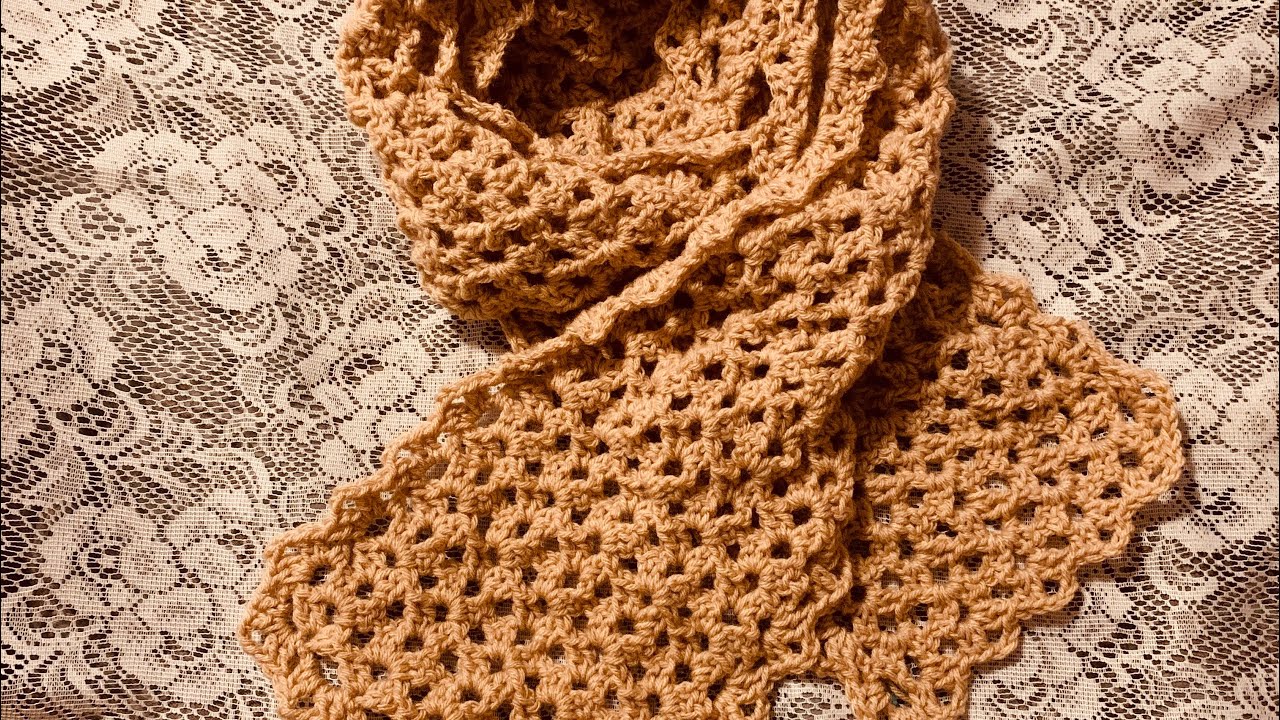 Crochet Lacy Scallops Scarf Pattern Tutorial - YouTube