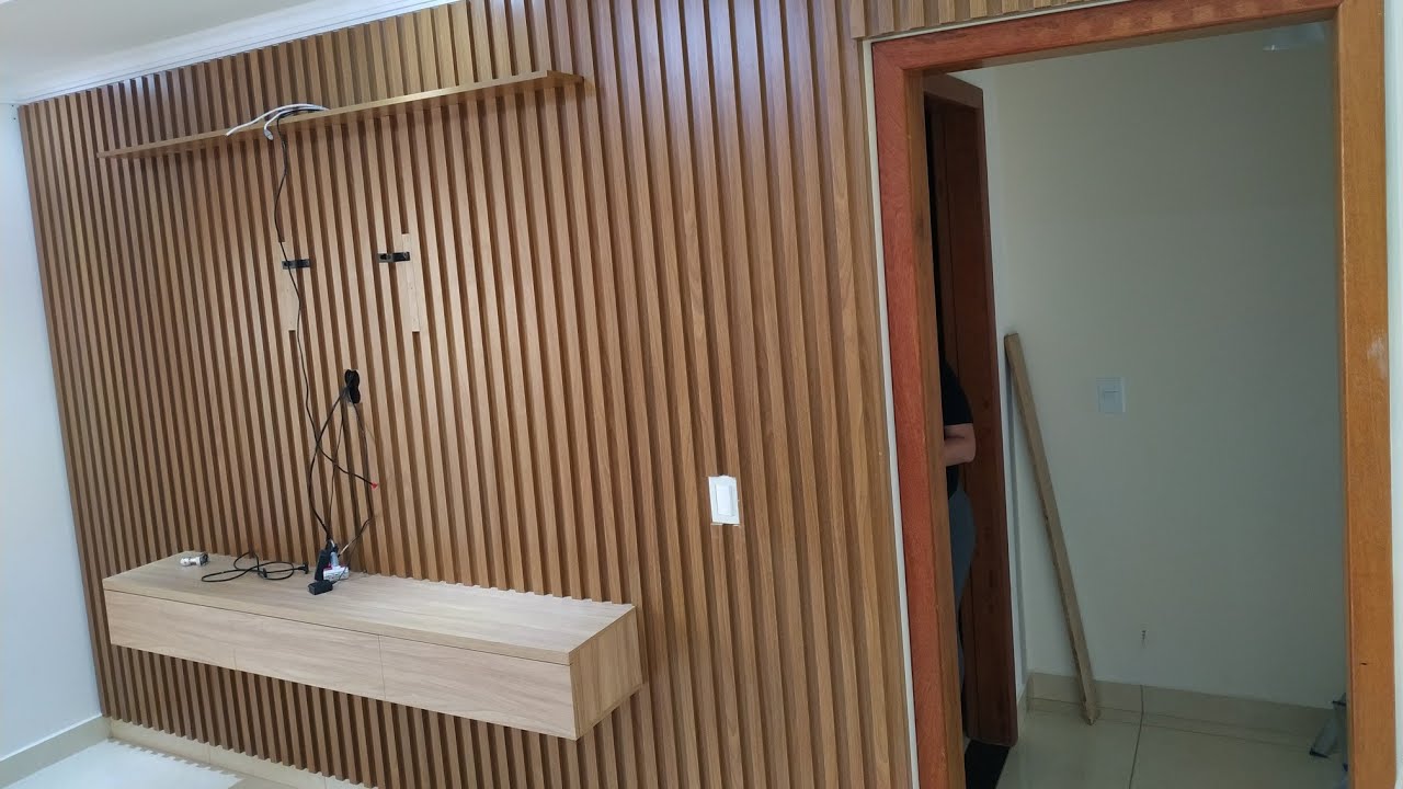 painel ripado MDF louro freijó poró top - YouTube