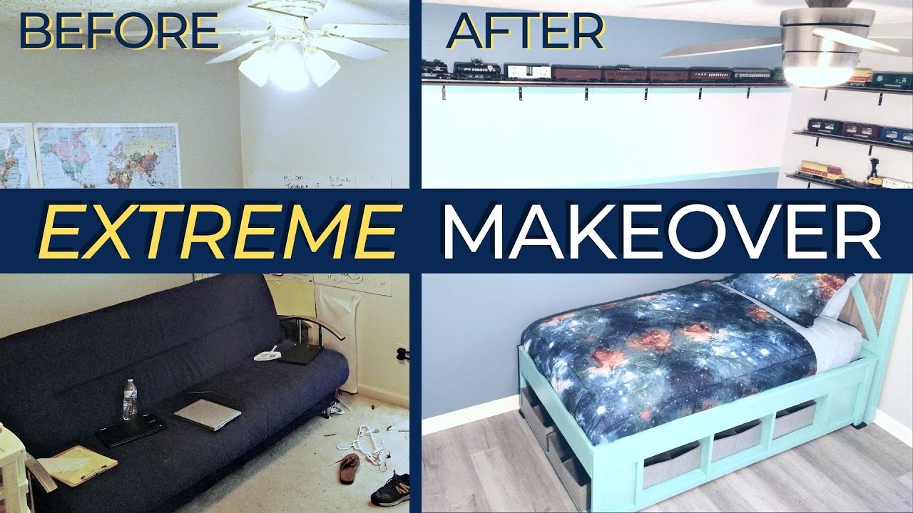 DIY EXTREME BOYS ROOM MAKEOVER | BEFORE & AFTER Transformation on a ...