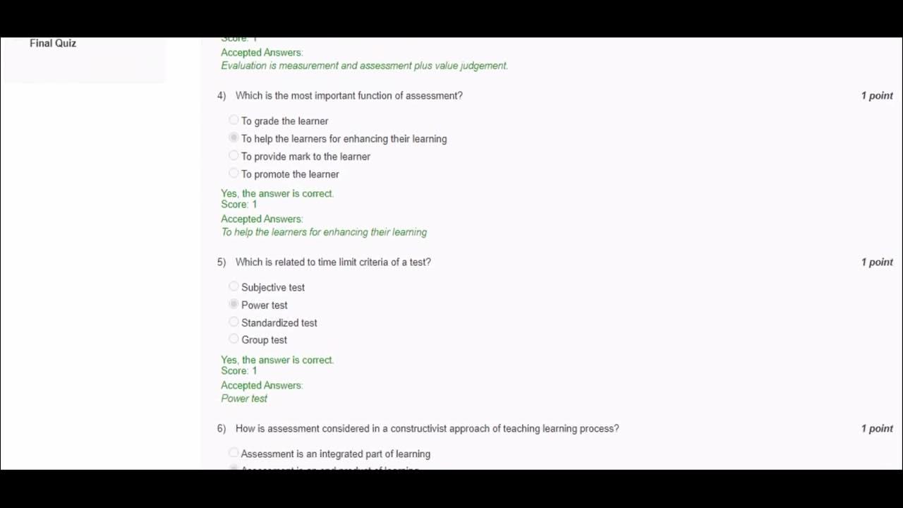 Assesment for learning BES 127 swayam mooc week 1 quiz - YouTube